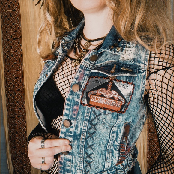 Tinseltown | Jackets & Coats | Heavy Metal Acid Wash Vest With Vintage ...